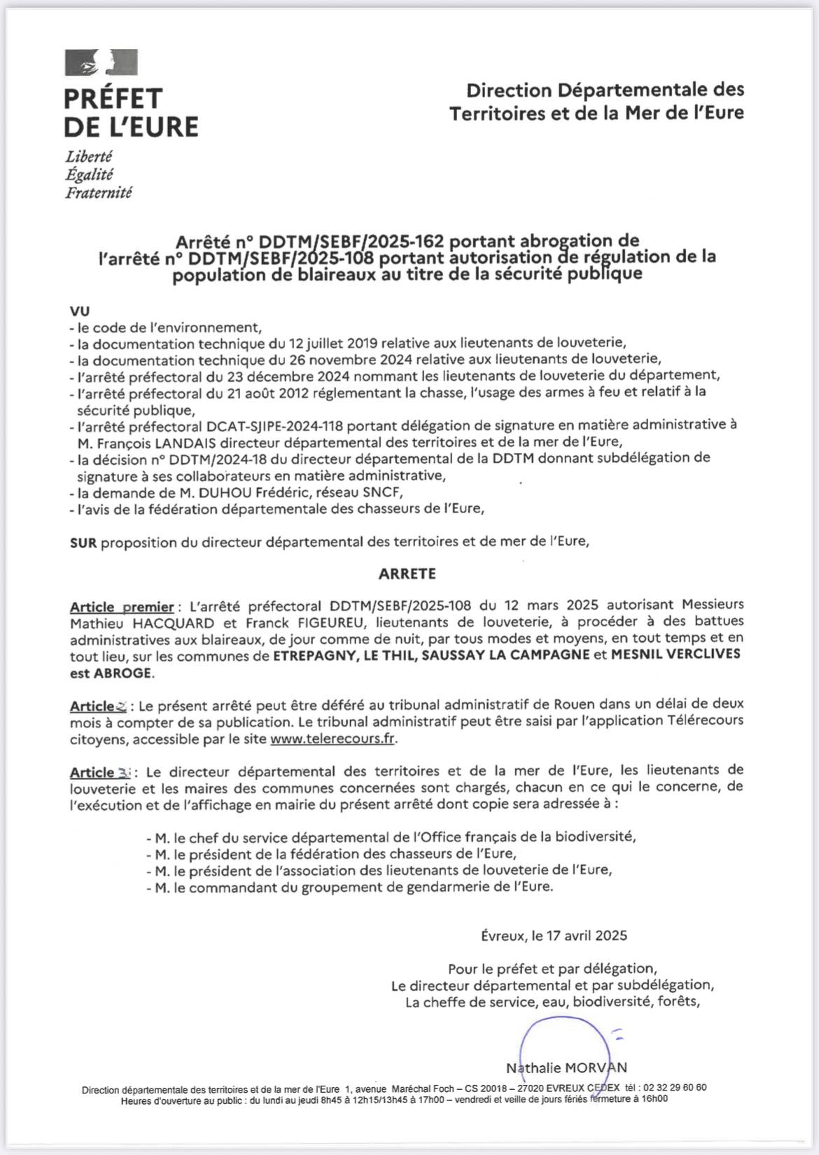 Blaireaux dans l'Eure : face aux associations, le préfet renonce aux ...